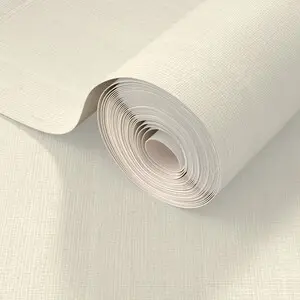Spoonflower Solid Buff 100% Natural Sisal Grasscloth Wallcovering - White