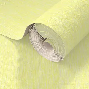 Spoonflower Solid Yellow Plain Lemon Dolly With Texture Fresh 100% Natural Sisal Grasscloth Wallcovering Yellow