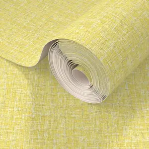 Spoonflower Solid Yellow Plain Texture Woven Buttercup Gold 100% Natural Sisal Grasscloth Wallcovering Gold,yellow