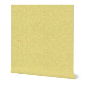 Spoonflower Solid Yellow Plain Texture Woven Buttercup Gold 100% Natural Sisal Grasscloth Wallcovering - Gold,yellow