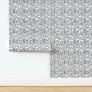 Spoonflower Cat Cats Kitten Kitty Pet Pets Custom Pre-pasted Wallpaper