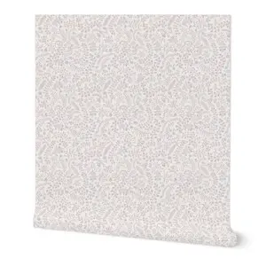 Spoonflower Veronica Lilac And Soft On White 100% Natural Sisal Grasscloth Wallcovering - Blue