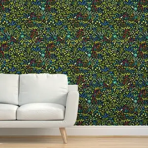 Spoonflower Flowers Medieval Dark Botanical Tapestry Ancient Custom Removable Wallpaper