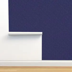Spoonflower Solid Blue Subtle Modern Abstract Geometric 100% Natural Sisal Grasscloth Wallcovering - Navy,blue