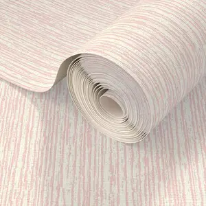 Spoonflower Solid Pink Plain Texture Small Stripes Candy 100% Natural Sisal Grasscloth Wallcovering - White