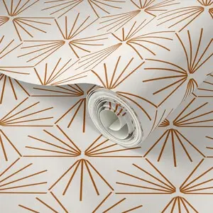 Spoonflower Urban Tile Sun Burst Geo Geometric Custom Pre-pasted Wallpaper - Gray,brown