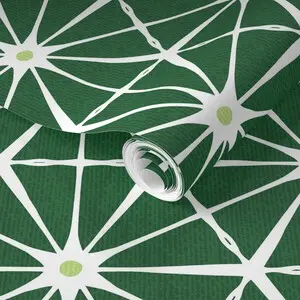 Spoonflower Green Stars Modern Geometric Custom Removable Wallpaper - Green,mint