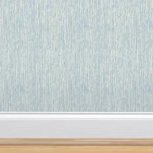 Spoonflower Solid Blue Plain White Texture Small Stripes Sky 100% Natural Sisal Grasscloth Wallcovering - Blue,white