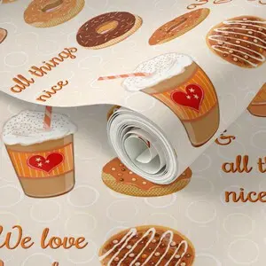 Spoonflower Doughnuts Latte Pumpkin Spice Coffee Cinnamon Traditional Wallpaper - Gray,brown,orange