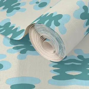 Spoonflower Splash Sea Algae 100% Natural Sisal Grasscloth Wallcovering - Blue