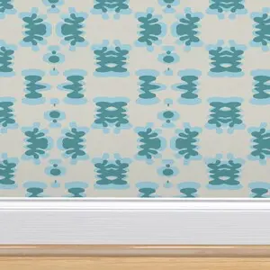 Spoonflower Splash Sea Algae 100% Natural Sisal Grasscloth Wallcovering - Blue