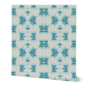 Spoonflower Splash Sea Algae 100% Natural Sisal Grasscloth Wallcovering - Blue
