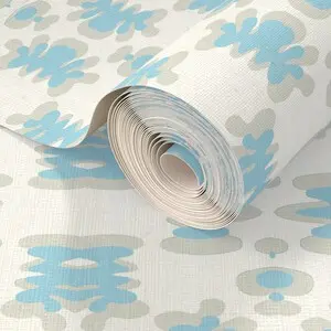 Spoonflower Splash Creamy 100% Natural Sisal Grasscloth Wallcovering - Blue