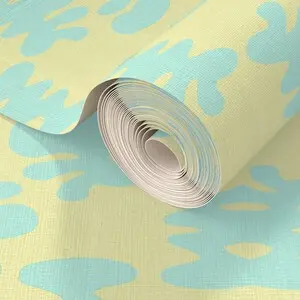 Spoonflower Splash Sunny Skys 100% Natural Sisal Grasscloth Wallcovering - Blue