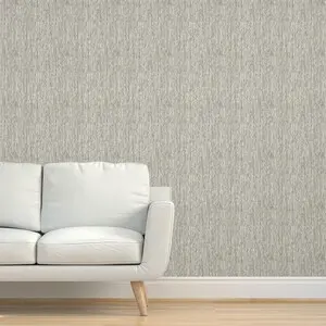 Spoonflower Solid Plain Texture Small Stripes Pewter And 100% Natural Sisal Grasscloth Wallcovering - White
