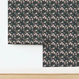 Spoonflower Floral Flower Garden Leaf Custom Pre-pasted Wallpaper