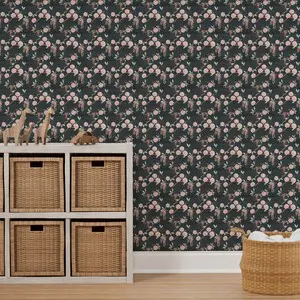 Spoonflower Floral Flower Garden Leaf Custom Pre-pasted Wallpaper