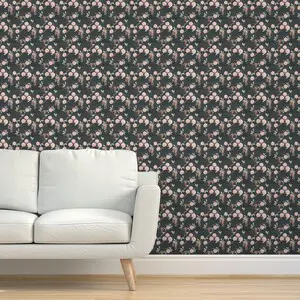 Spoonflower Floral Flower Garden Leaf Custom Pre-pasted Wallpaper