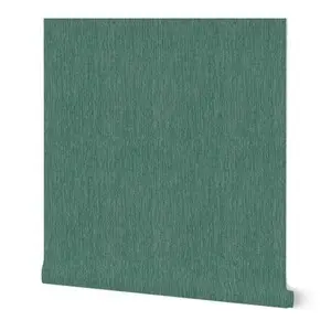 Spoonflower Solid Plain Blue Pine Turquoise With Texture 100% Natural Sisal Grasscloth Wallcovering - Green
