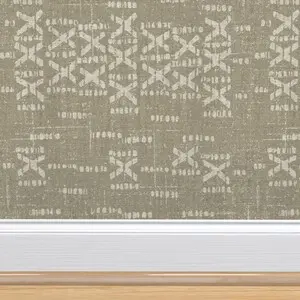 Spoonflower Aba Mudcloth Light 100% Natural Sisal Grasscloth Wallcovering