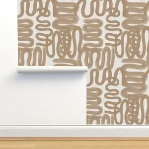 Spoonflower Squiggle Bark On White 100% Natural Sisal Grasscloth Wallcovering
