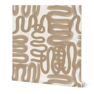 Spoonflower Squiggle Bark On White 100% Natural Sisal Grasscloth Wallcovering