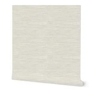 Spoonflower Solid White Plain Horizontal Natural Texture 100% Natural Sisal Grasscloth Wallcovering - Beige,white