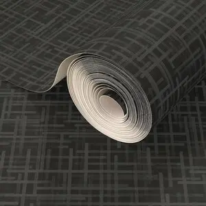 Spoonflower Dark Grey Texture Weave Woven Lines Cross Hatch 100% Natural Sisal Grasscloth Wallcovering - Gray,white