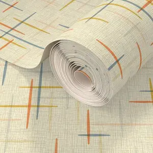 Spoonflower Spatial Red Blue Gold 100% Natural Sisal Grasscloth Wallcovering