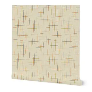 Spoonflower Spatial Red Blue Gold 100% Natural Sisal Grasscloth Wallcovering