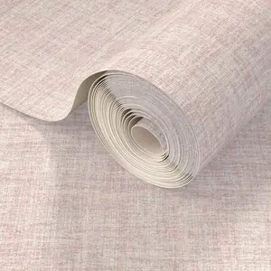 Spoonflower Solid Pink Plain Natural Texture Celebrate Color 100% Natural Sisal Grasscloth Wallcovering - Beige,pink