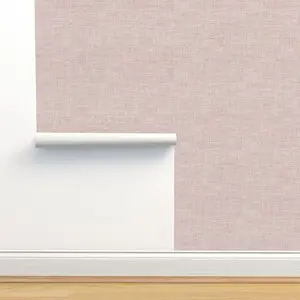 Spoonflower Solid Pink Plain Natural Texture Celebrate Color 100% Natural Sisal Grasscloth Wallcovering