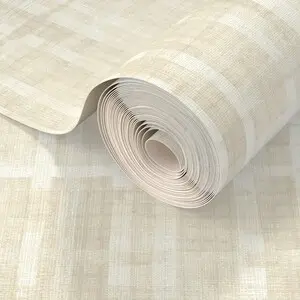 Spoonflower Creamy Oatmeal Neutral Modern Country Check Medium 100% Natural Sisal Grasscloth Wallcovering - Beige,orange