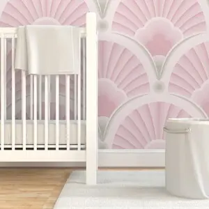 Spoonflower Pink Art Deco Peace Zen Custom Pre-pasted Wallpaper