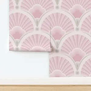 Spoonflower Pink Art Deco Peace Zen Custom Pre-pasted Wallpaper