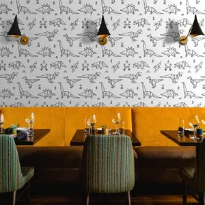 Spoonflower Black And White Geometric Outline Origami Custom Pre-pasted Wallpaper