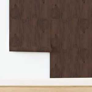 Spoonflower Wood Texture Hickory Walnut Custom Pre-pasted Wallpaper