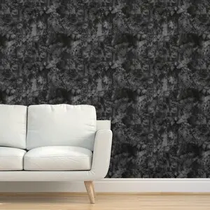 Spoonflower Black Abstract Watercolor Gradient Texture Custom Pre-pasted Wallpaper