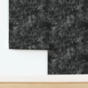 Spoonflower Black Abstract Watercolor Gradient Texture Custom Pre-pasted Wallpaper