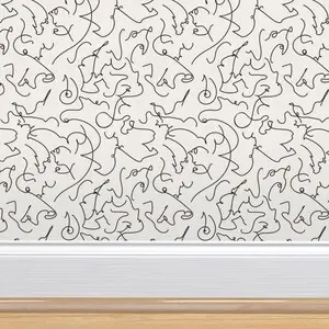 Spoonflower Squiggles 100% Natural Sisal Grasscloth Wallcovering