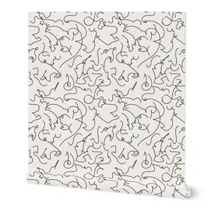 Spoonflower Squiggles 100% Natural Sisal Grasscloth Wallcovering