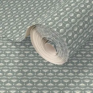 Spoonflower Dandelion Lace 100% Natural Sisal Grasscloth Wallcovering - White
