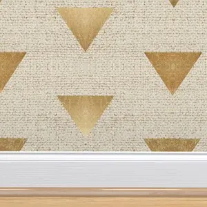 Spoonflower Triangle Gold Texture Boho 100% Natural Sisal Grasscloth Wallcovering