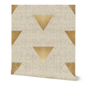 Spoonflower Triangle Gold Texture Boho 100% Natural Sisal Grasscloth Wallcovering