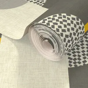 Spoonflower Textured Modern Geometric Art Deco Neutral Bauhaus 100% Natural Sisal Grasscloth Wallcovering Beige,gray