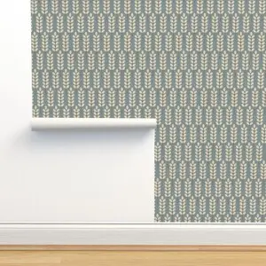 Spoonflower Stems On Pale 100% Natural Sisal Grasscloth Wallcovering