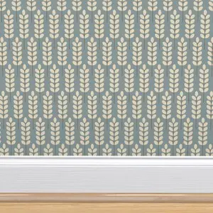 Spoonflower Stems On Pale 100% Natural Sisal Grasscloth Wallcovering