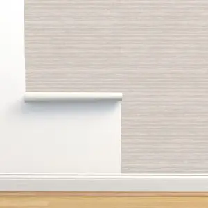 Spoonflower Solid Ivory Plain Texture Horizontal Stripes 100% Natural Sisal Grasscloth Wallcovering - White,gray,ivory