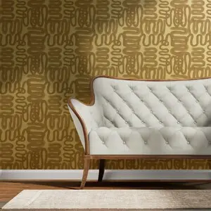 Spoonflower Cream Graffiti Squiggle 100% Natural Sisal Grasscloth Wallcovering