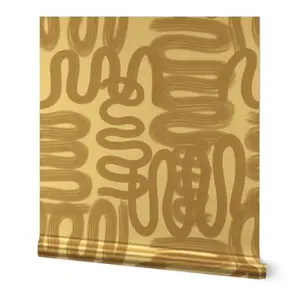 Spoonflower Cream Graffiti Squiggle 100% Natural Sisal Grasscloth Wallcovering